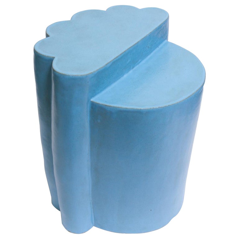 Ceramic Ledge Side Table and Stool in Baby Blue by Bzippy For Sale at ...