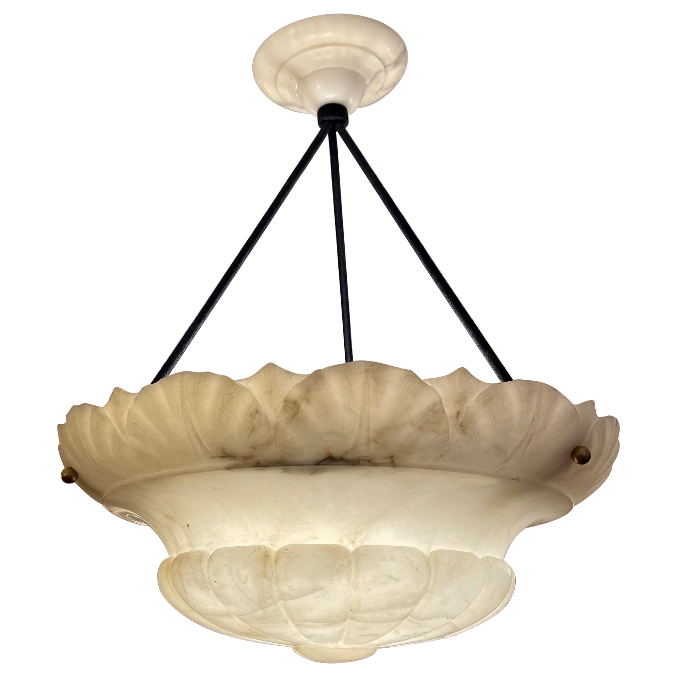 Large Neoclassical Alabaster Lighting Fixture at 1stDibs