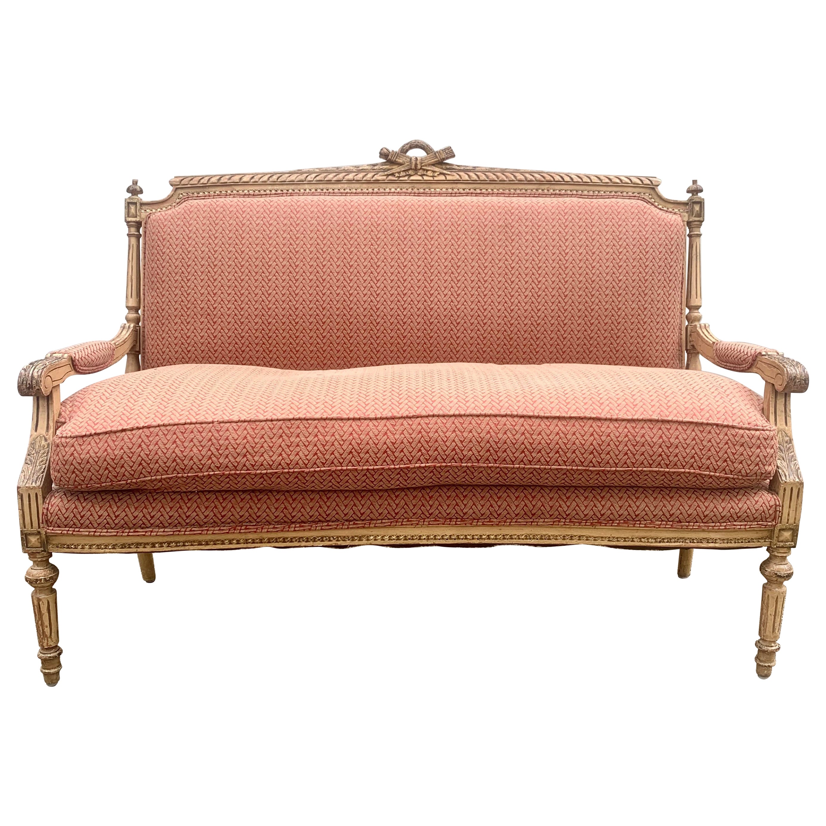French Provincial Serpentine Canape Settee Pierre Frey Toile Ikat at ...