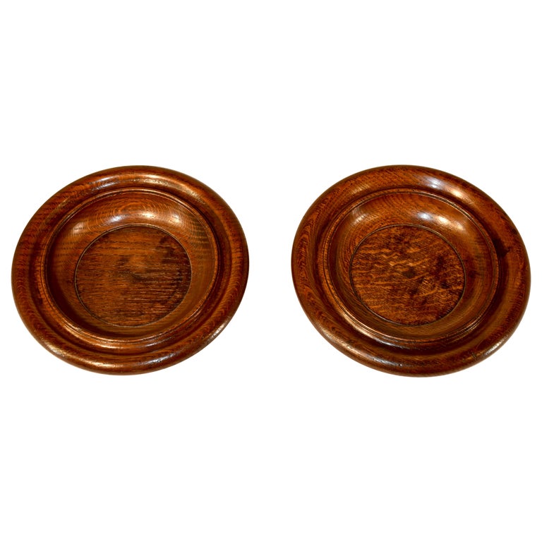 Pair of Edwardian Oak Coasters For Sale at 1stDibs