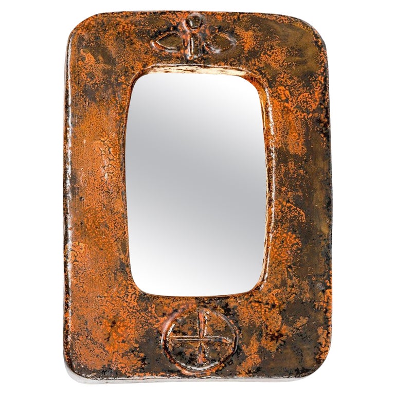 Mid-Century Modern French Ceramic Mirror For Sale at 1stDibs