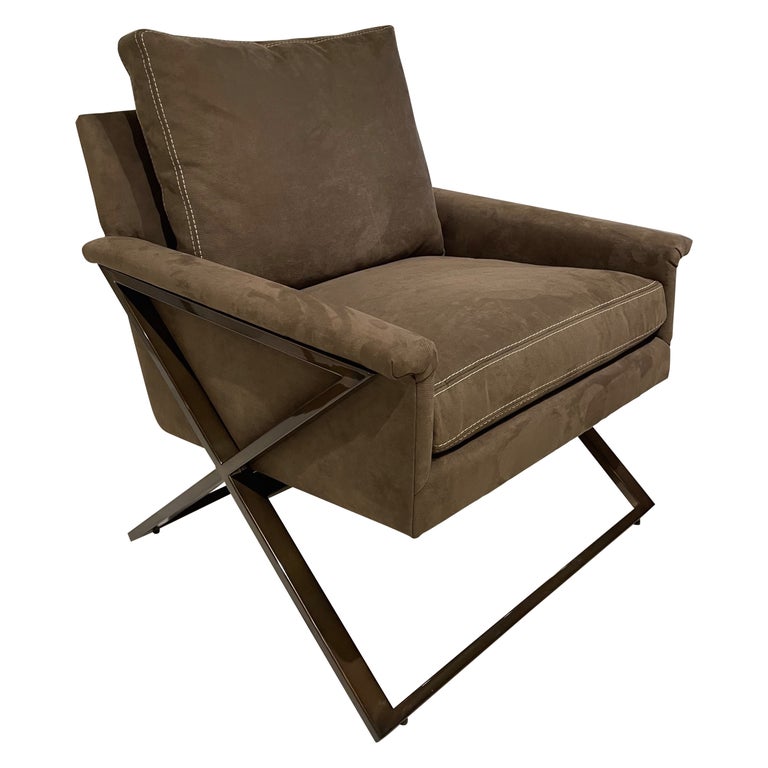 Modern Contemporary X Metal Base Lounge Chair For Sale at 1stDibs