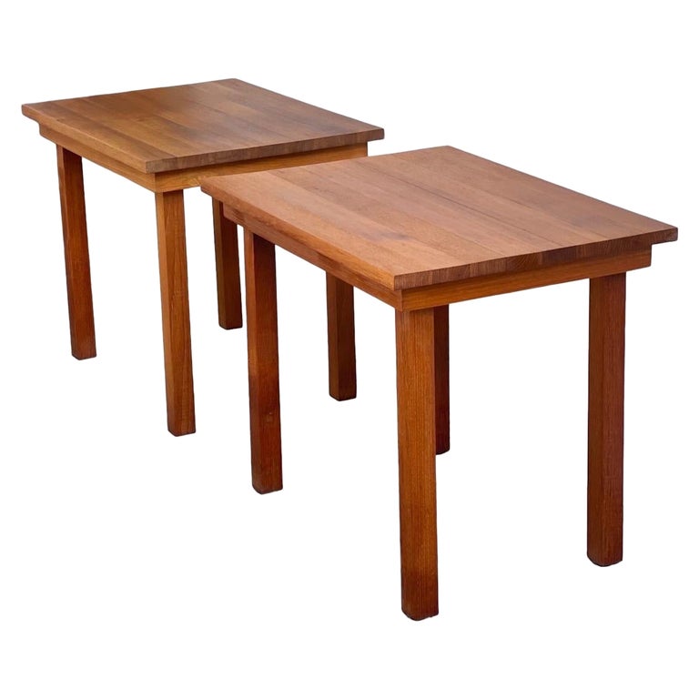 Vintage Mid-Century Modern Walnut Teak Wood End Table Stand Set For Sale at 1stDibs
