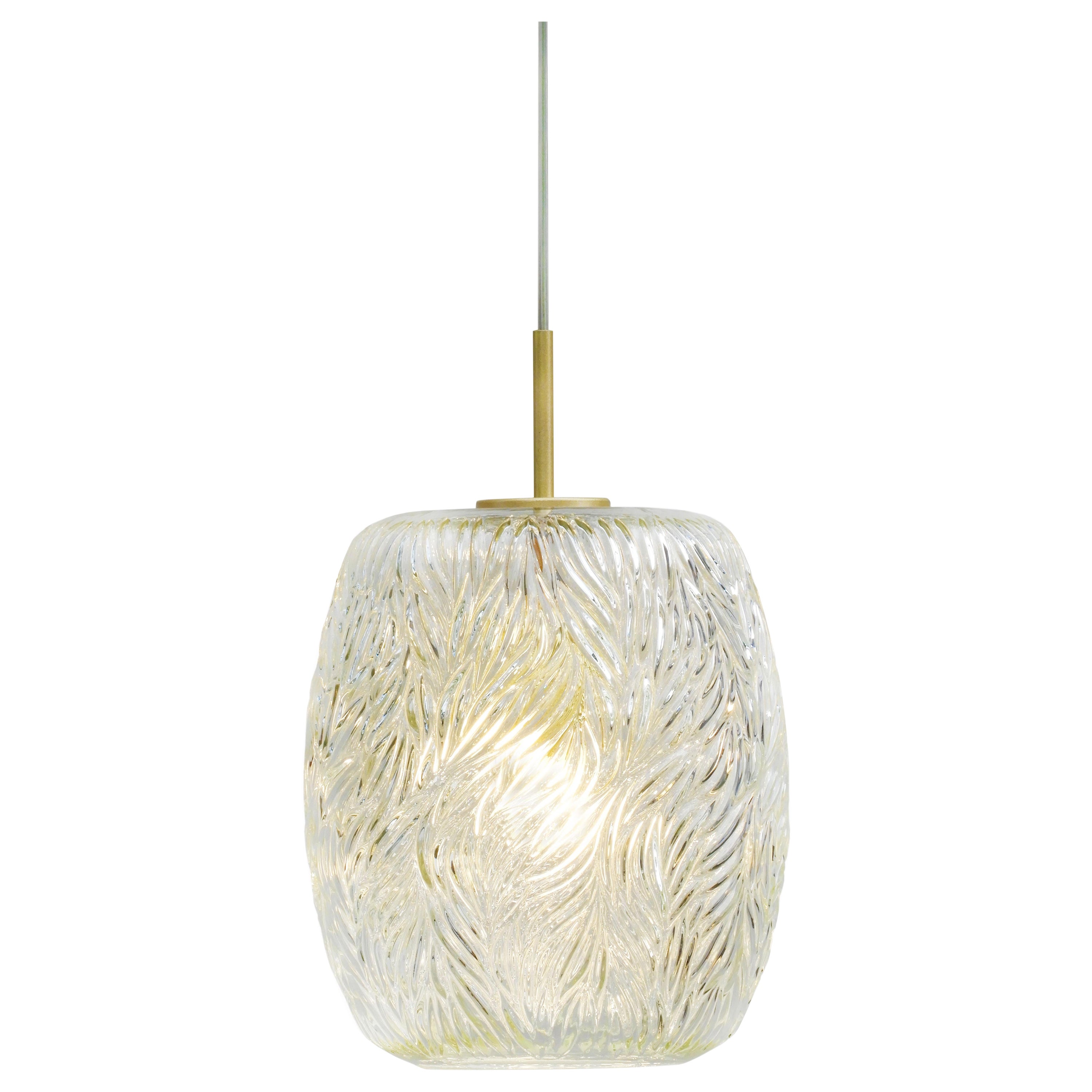 Art Glass Textured Pendant Light with Pentagonal Panels, circa 1970 For ...