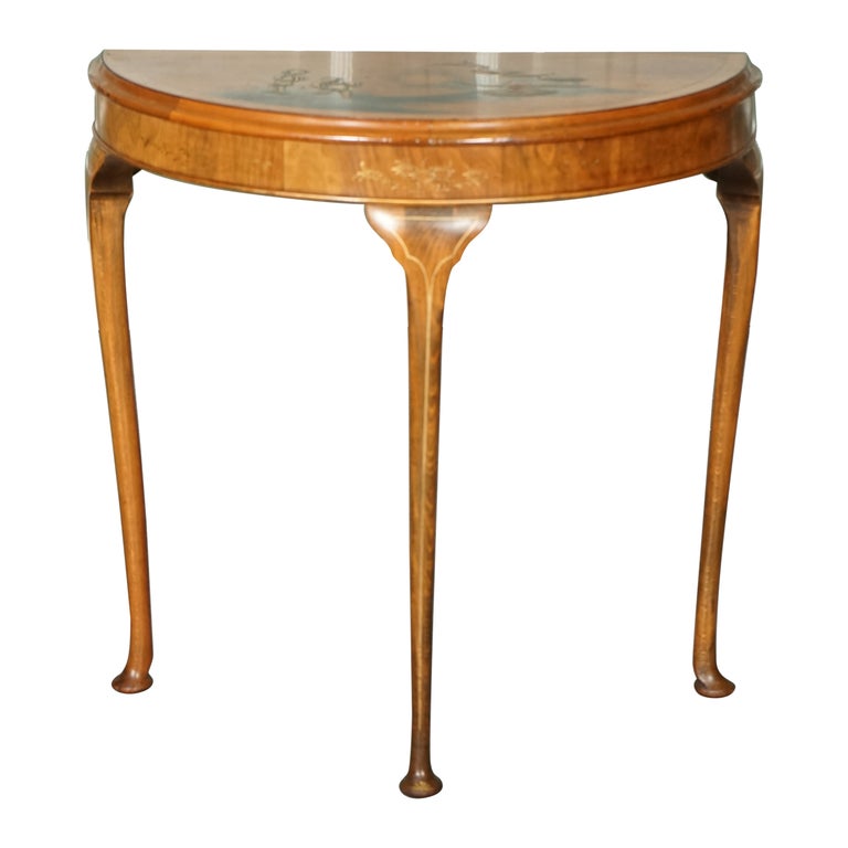 Vintage Oriental Half Moon Demi Lune Table Made by Northampton Cabinet ...