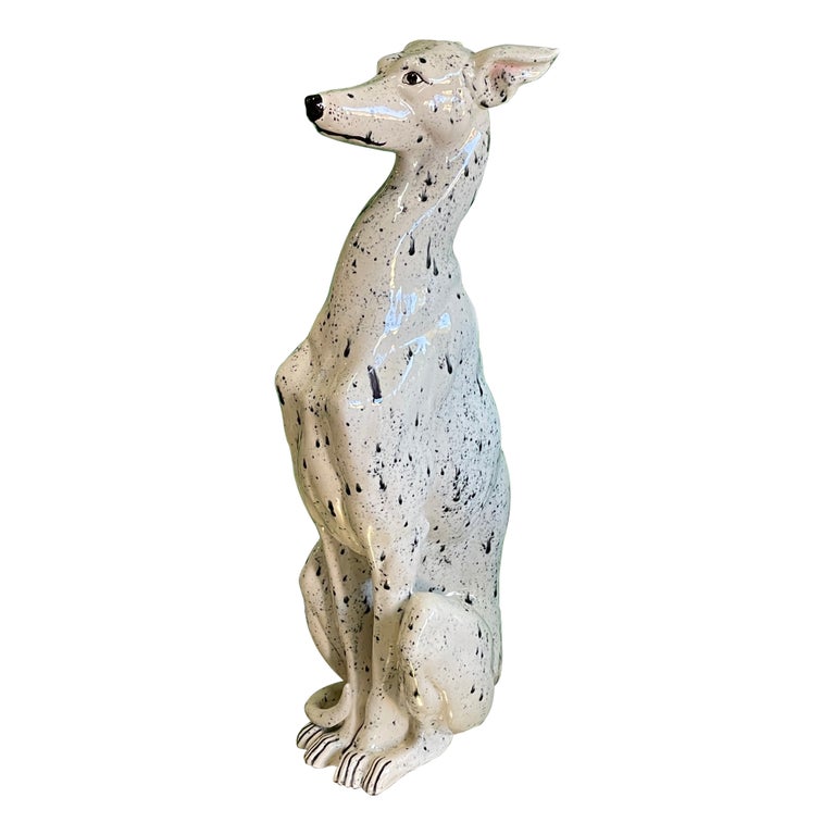 Ceramic Life Size Sitting Greyhound Dog Statue For Sale at 1stDibs