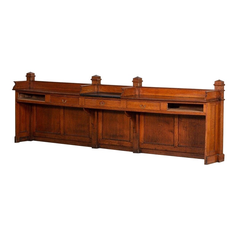 19thC French Oak Bank Counter Desk For Sale at 1stDibs