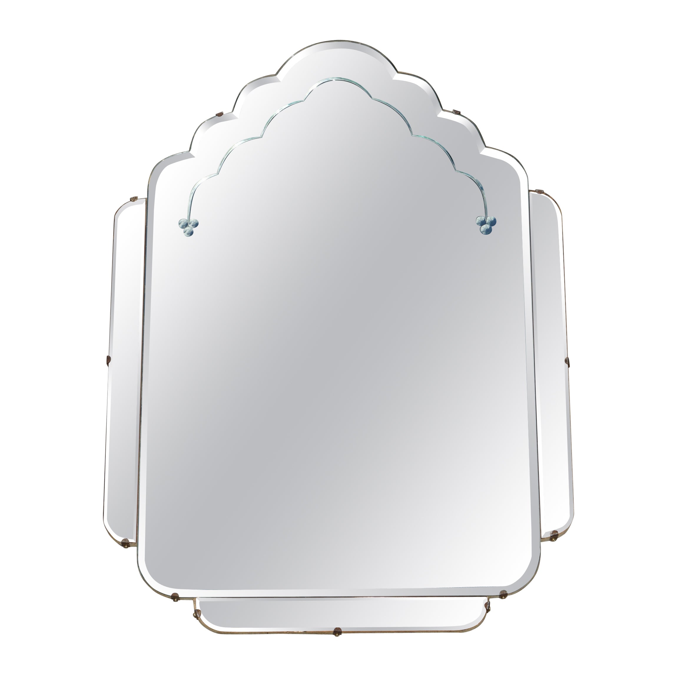 Rare English Art Deco Mirror with Triple-Banded and Decal-Edged Peach ...