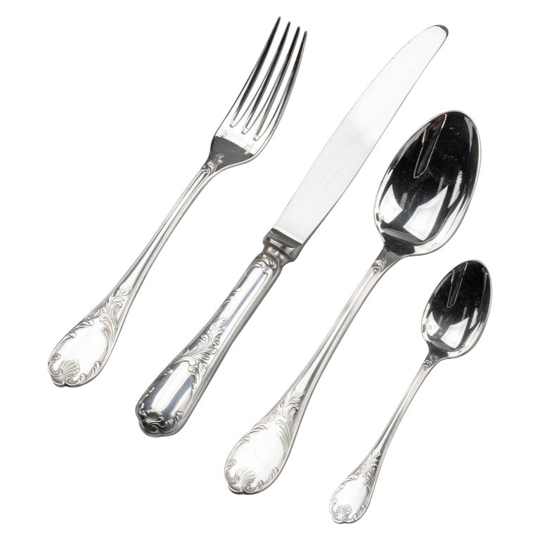 49-Piece of Silver Plated Flatware Made by Christofle Model Marly at ...