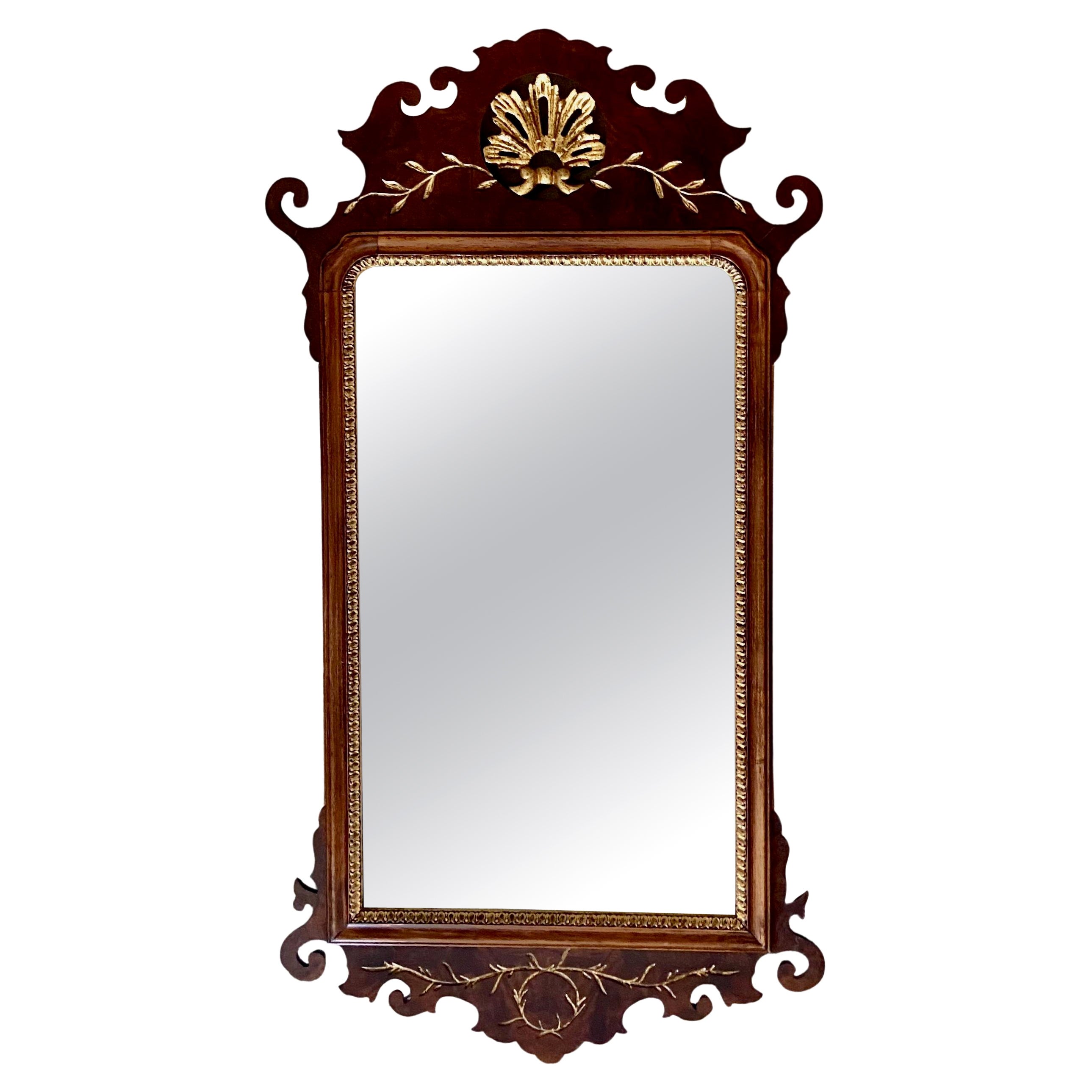 Chippendale Style Burlwood Mirror For Sale at 1stDibs