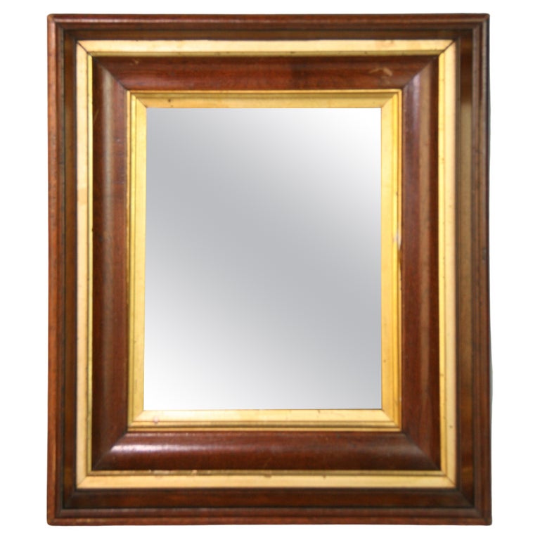 Victorian Mirror Gilt Trim Walnut Wood For Sale at 1stDibs