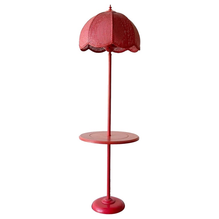 Mid-Century Modern Red Floor Lamp/Side Table For Sale at 1stDibs