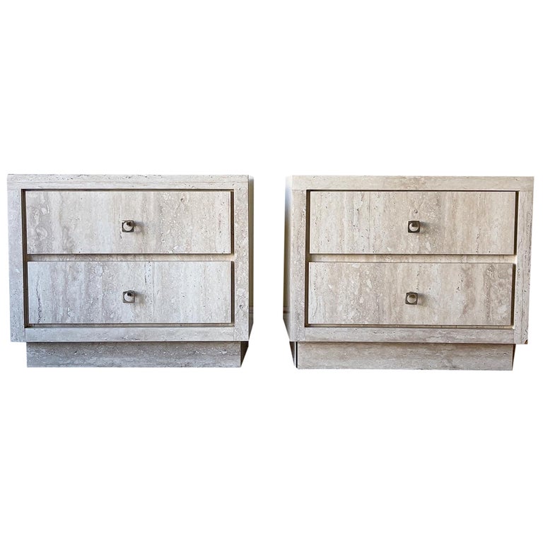 Pair of Postmodern Faux Travertine Laminate Cubic Nightstands For Sale ...