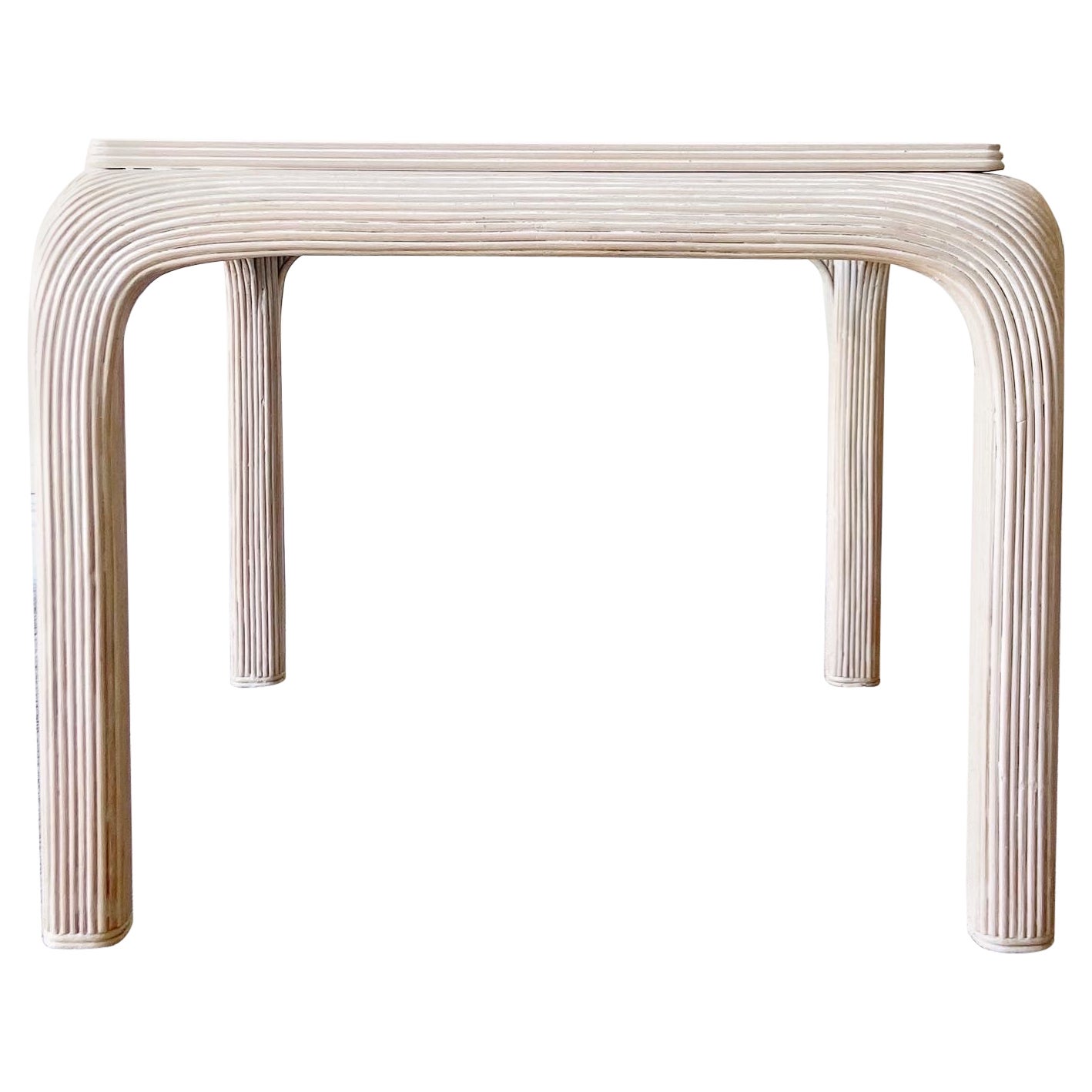 Postmodern Pencil Reed Beveled Glass Top Coffee Table For Sale at 1stDibs