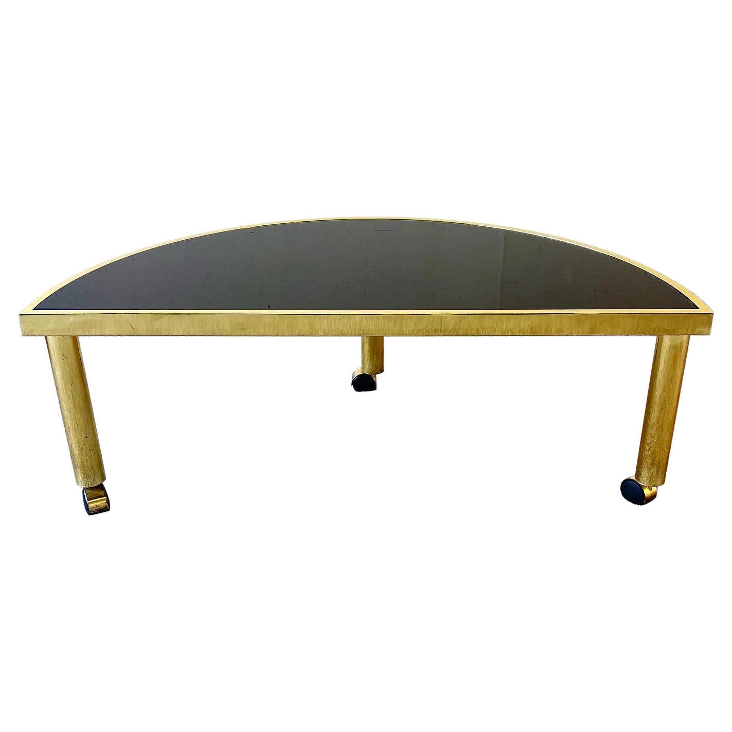 Hollywood Regency Asian-Inspired Brass Frame Coffee Table with Glass ...