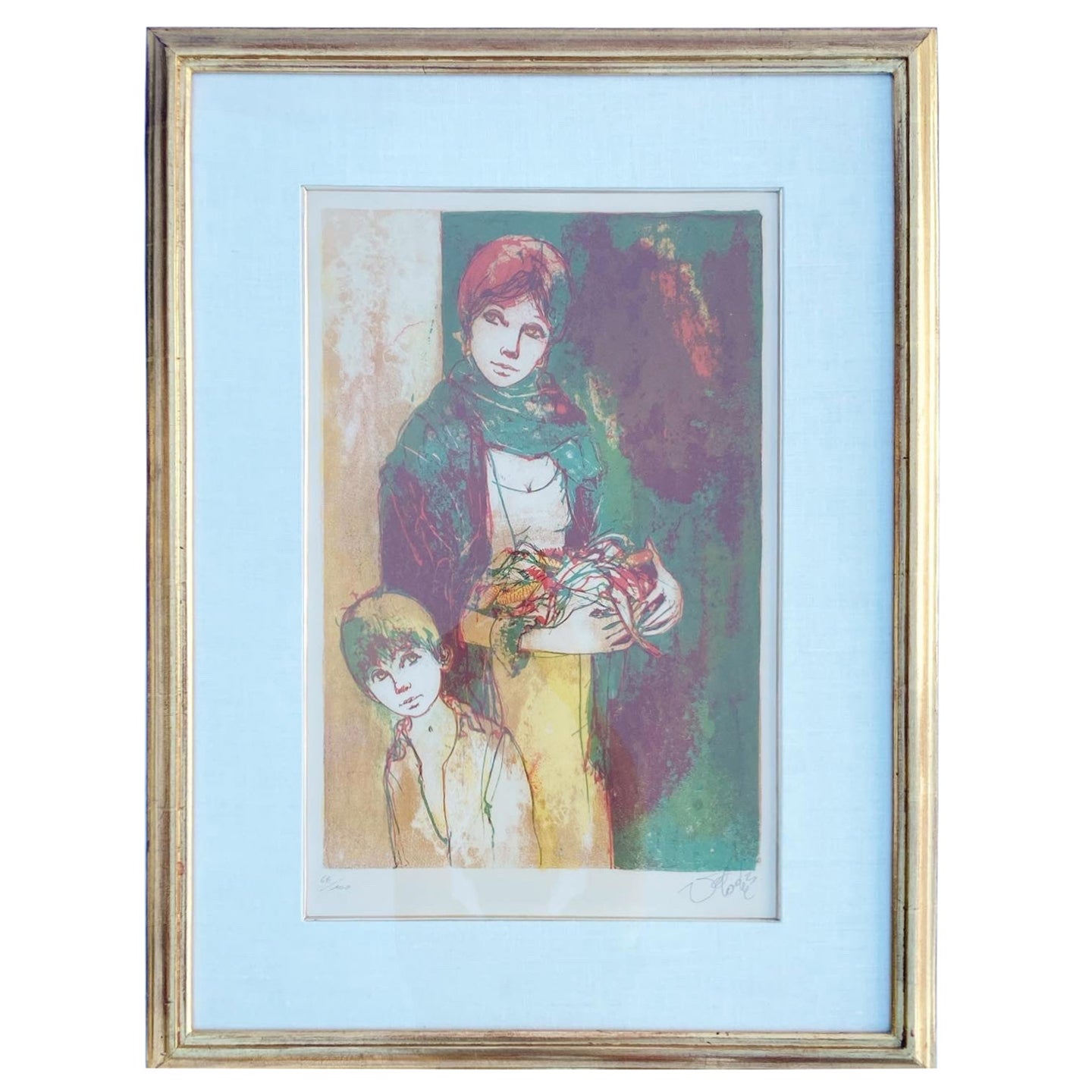 Mother and Child, Framed and Signed Lithograph 66/100 by Jean-Baptiste ...