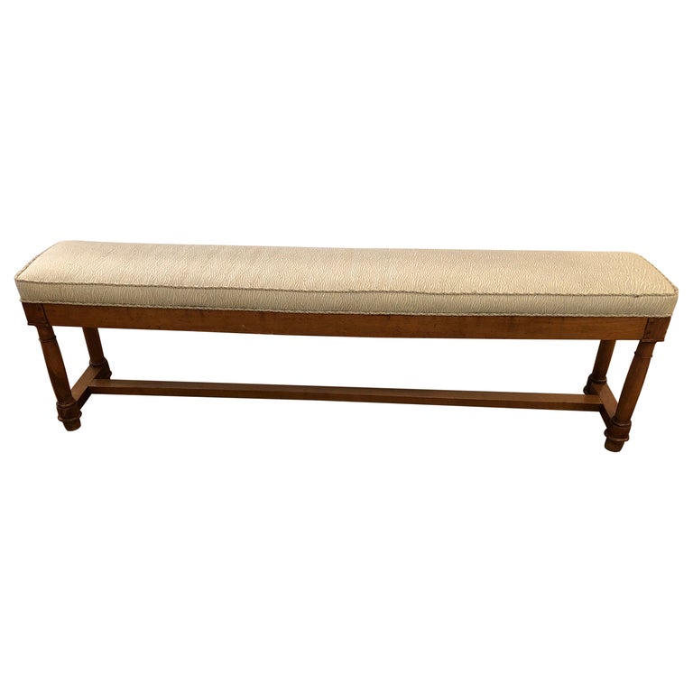 Very Long Antique Nantucket Mudroom Bench with Updated Upholstery For ...