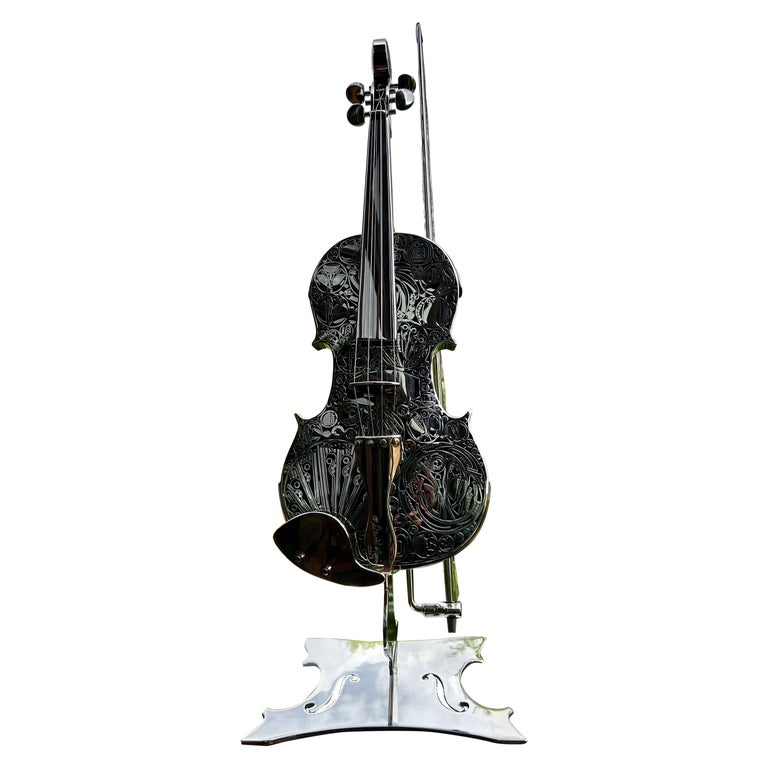Stainless Steel Violin Sculpture by Dave Regier at 1stDibs