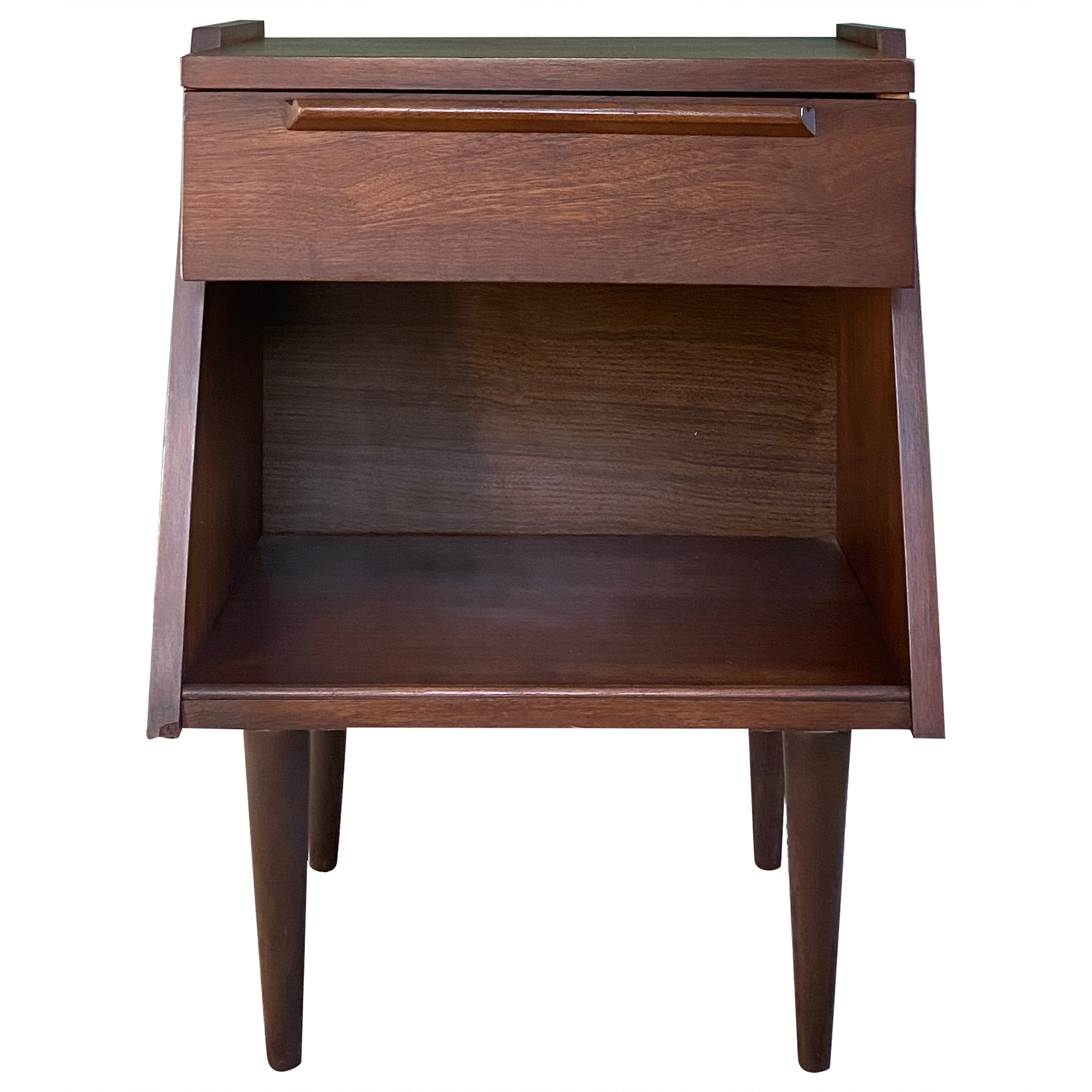 1980s, Mid-Century Modern Walnut Nightstand at 1stDibs