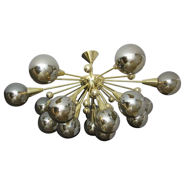Half Sputnik Mercurised Silver-Gold Color Murano Glass Globes ...