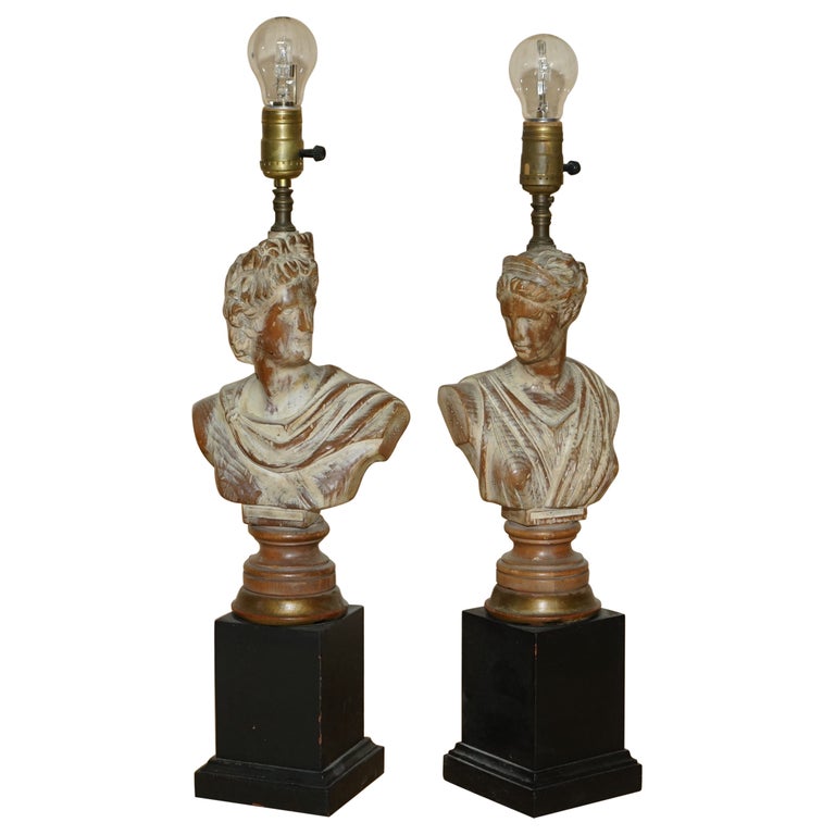 Fine Pair of Vintage Neoclassical French Carved Wood Limed Oak Bust ...