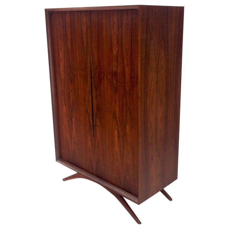 Vladimir Kagan Walnut Dresser Two Door Cabinet Chifforobe on Slayed ...