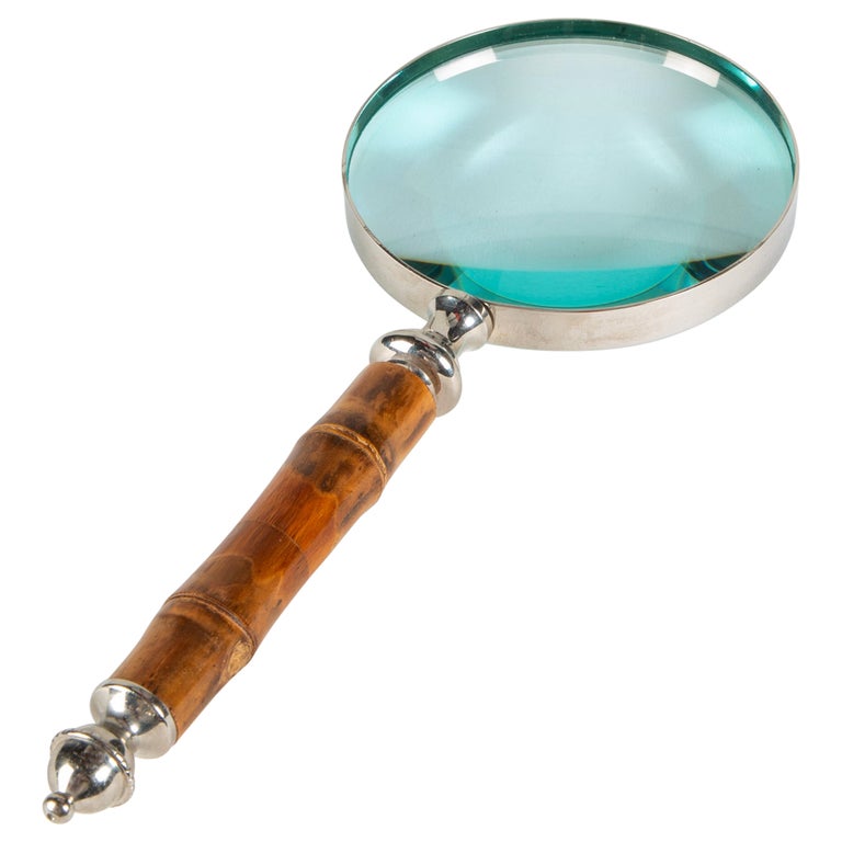 Magnifying Glass with Bamboo Handle For Sale at 1stDibs