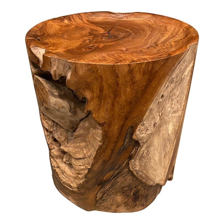 Andrianna Shamaris Organic Natural Teak Wood Tray Side Table For Sale ...