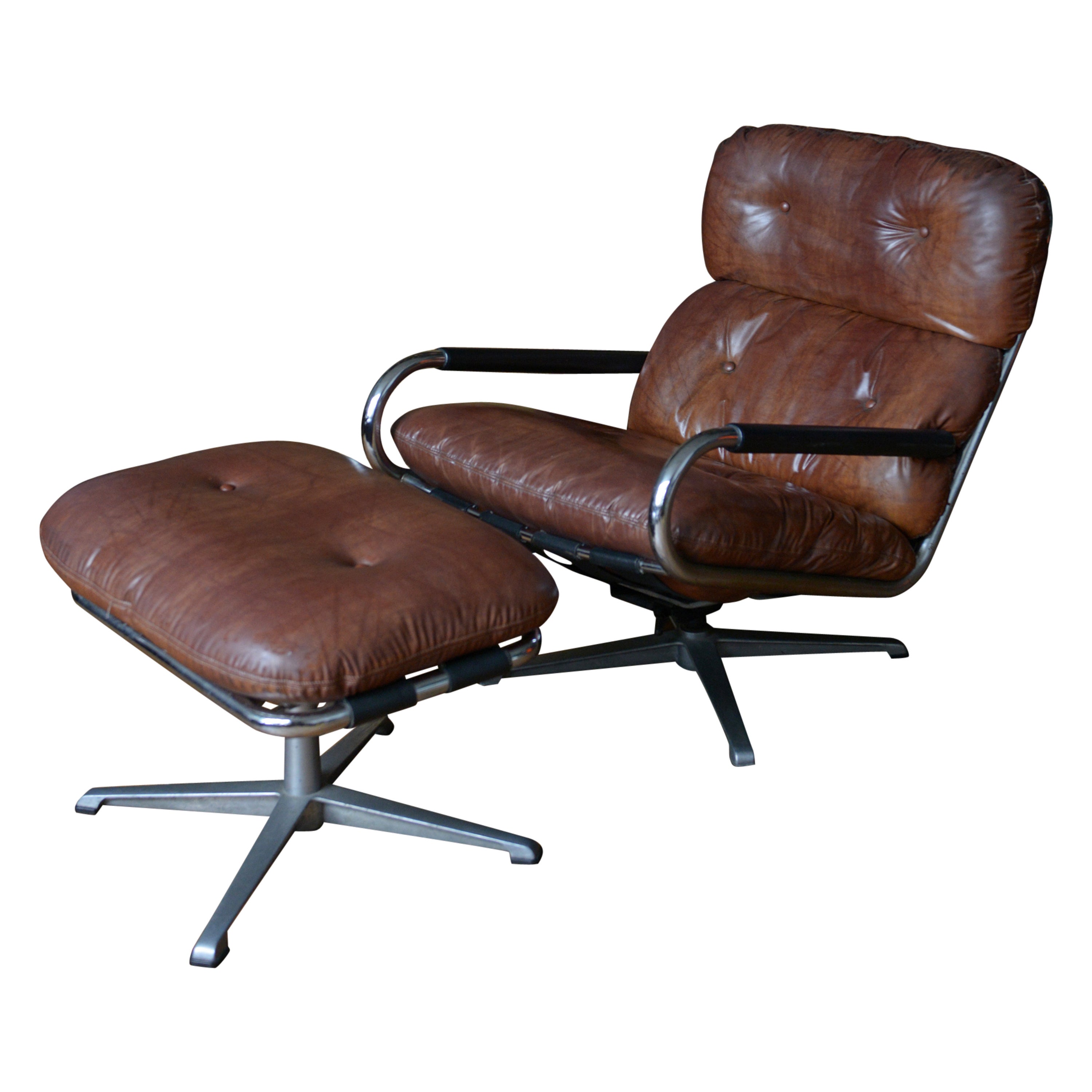 Directional Furniture Lounge Chair and Ottoman 1970s 'Signed' at 1stDibs