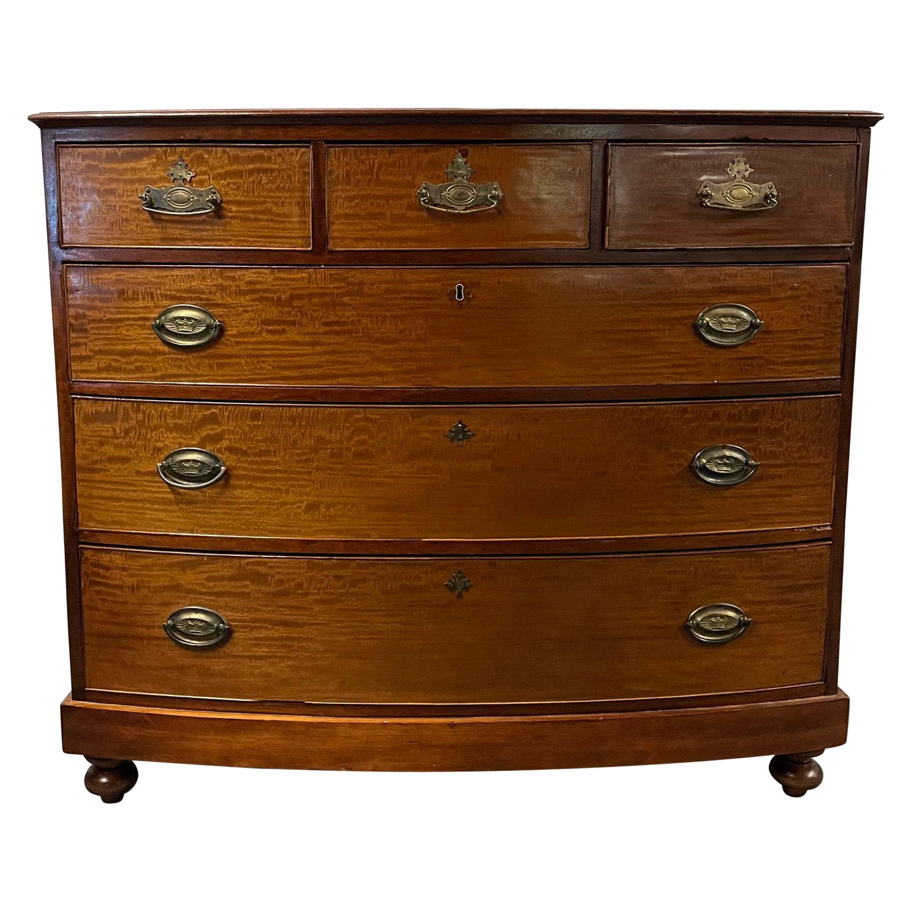 19th Century Georgian Bow Front Chest, Mahogany, Rare 3 over 3 Drawer ...
