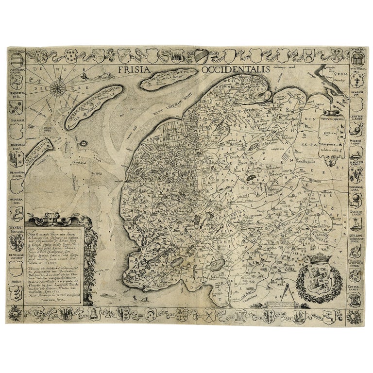 Frisia Occidentalis, A Rare Antique Engraving of Friesland, The ...
