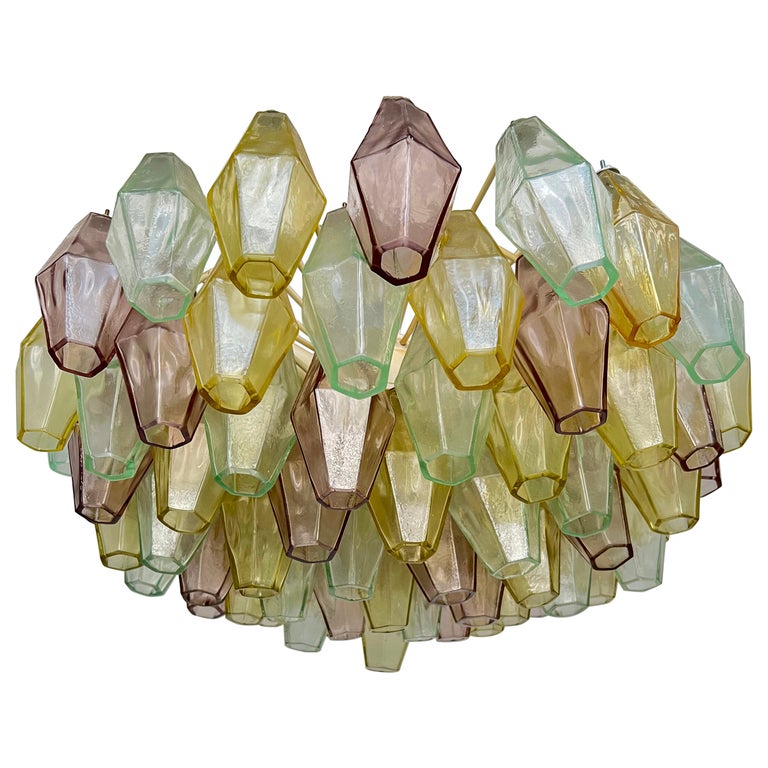 Lustre vintage coloré Poliedri de Carlo Scarpa pour Venini, en verre de ...