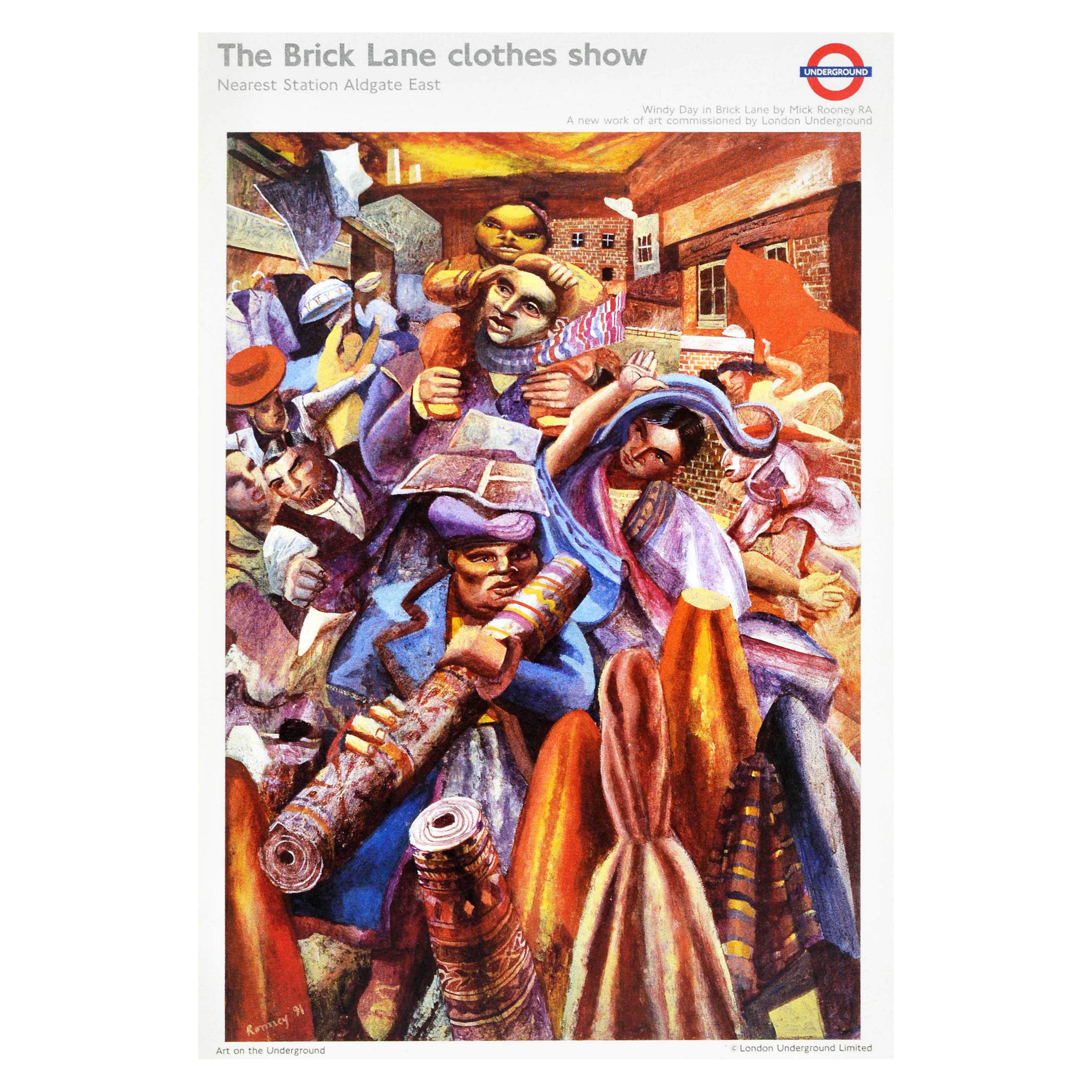 Original Vintage London Underground Poster Brick Lane Clothes Show Mick ...
