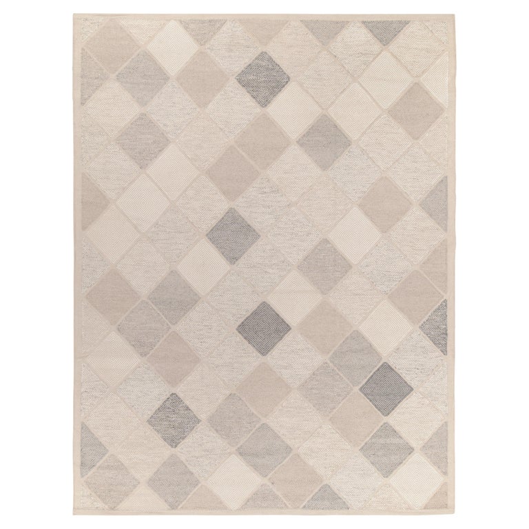 Scandinavian Style Custom Kilim in Greige, White Diamond Pattern by Rug ...