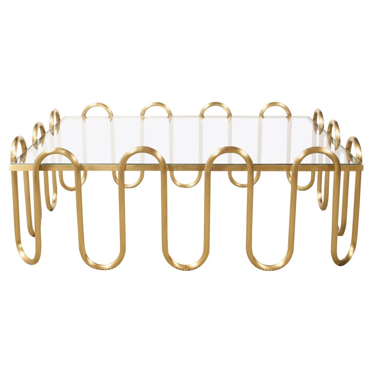 Undulating Brass and Glass Modernist Cocktail Table Custom for High ...