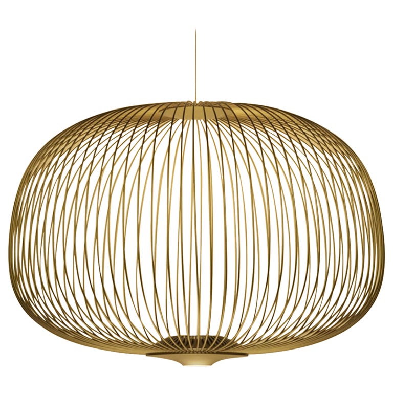 Garcia and Cumini 'Spokes 3’ Metal Suspension Lamp in Gold for Foscarini For Sale at 1stDibs