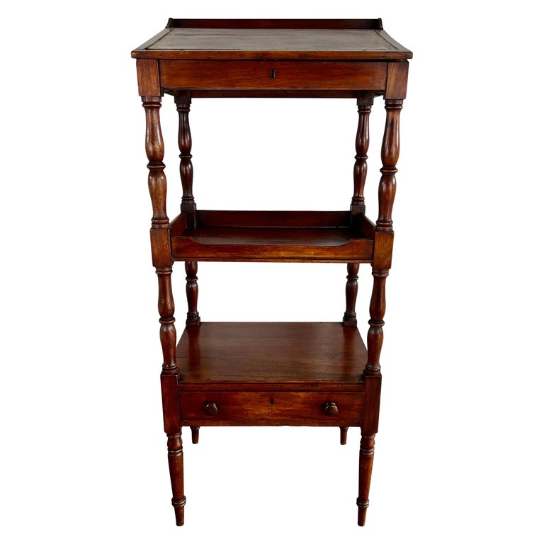 Three Tiered Mahogany Leather Embossed Lectern For Sale at 1stDibs