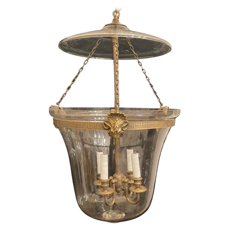 Fine Vaughan Bronze Regency Neoclassical Bell Jar Lantern Chandelier ...