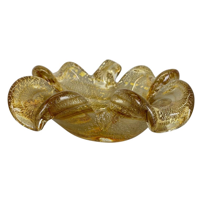 Cendrier en verre à éléments de coque Murano poussière d'or Barovier et ...