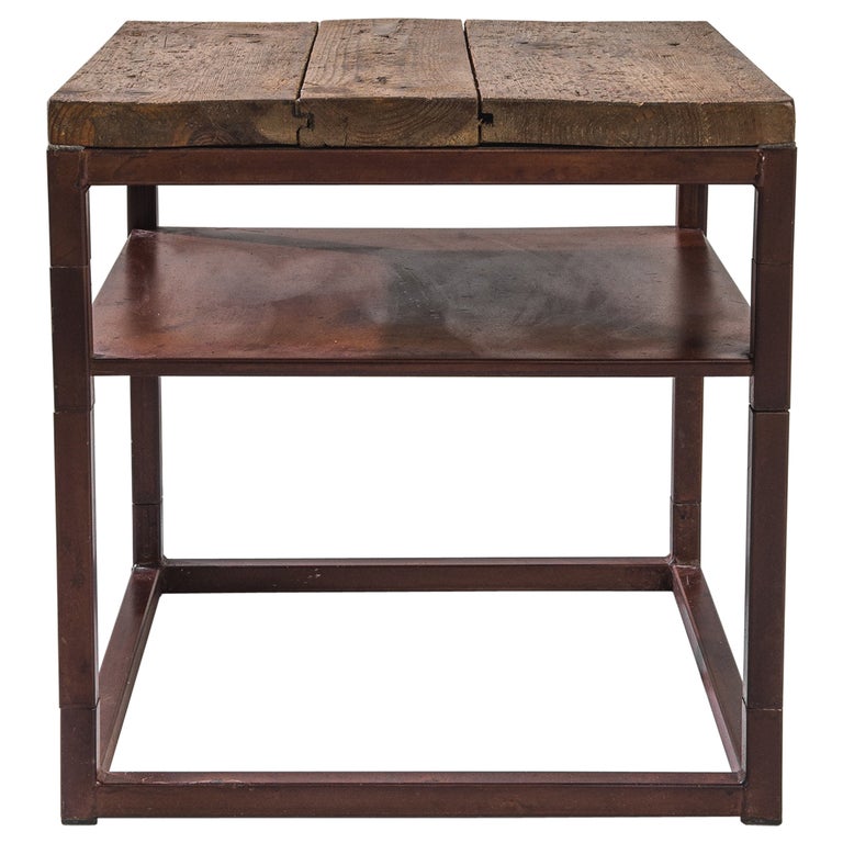 Metal Coffee Table with Wooden Top For Sale at 1stDibs