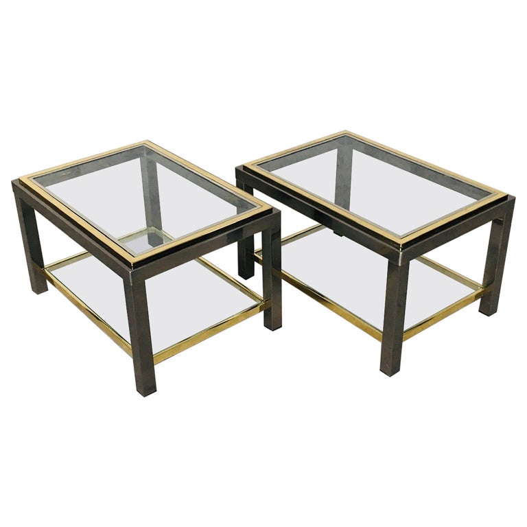 1970's Willy Rizzo Style Design Sofa Ends Two Tier Side Table Set For ...