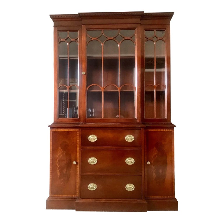 Antique Mahogany Breakfront China Cabinet or Bookcase, Circa 1920s at ...