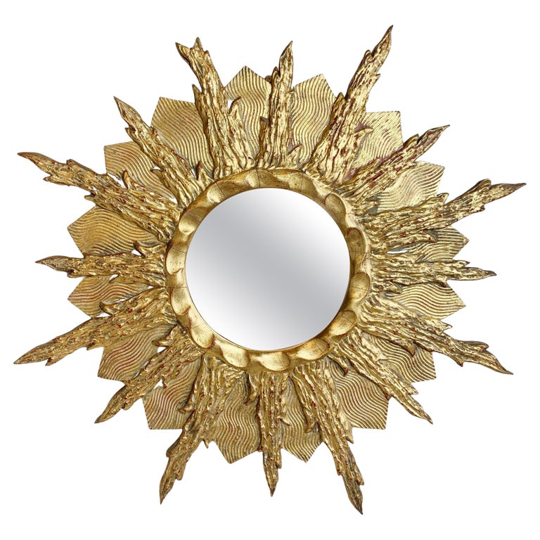 Gilt Wood Sunburst Mirror, France, 1960's For Sale at 1stDibs