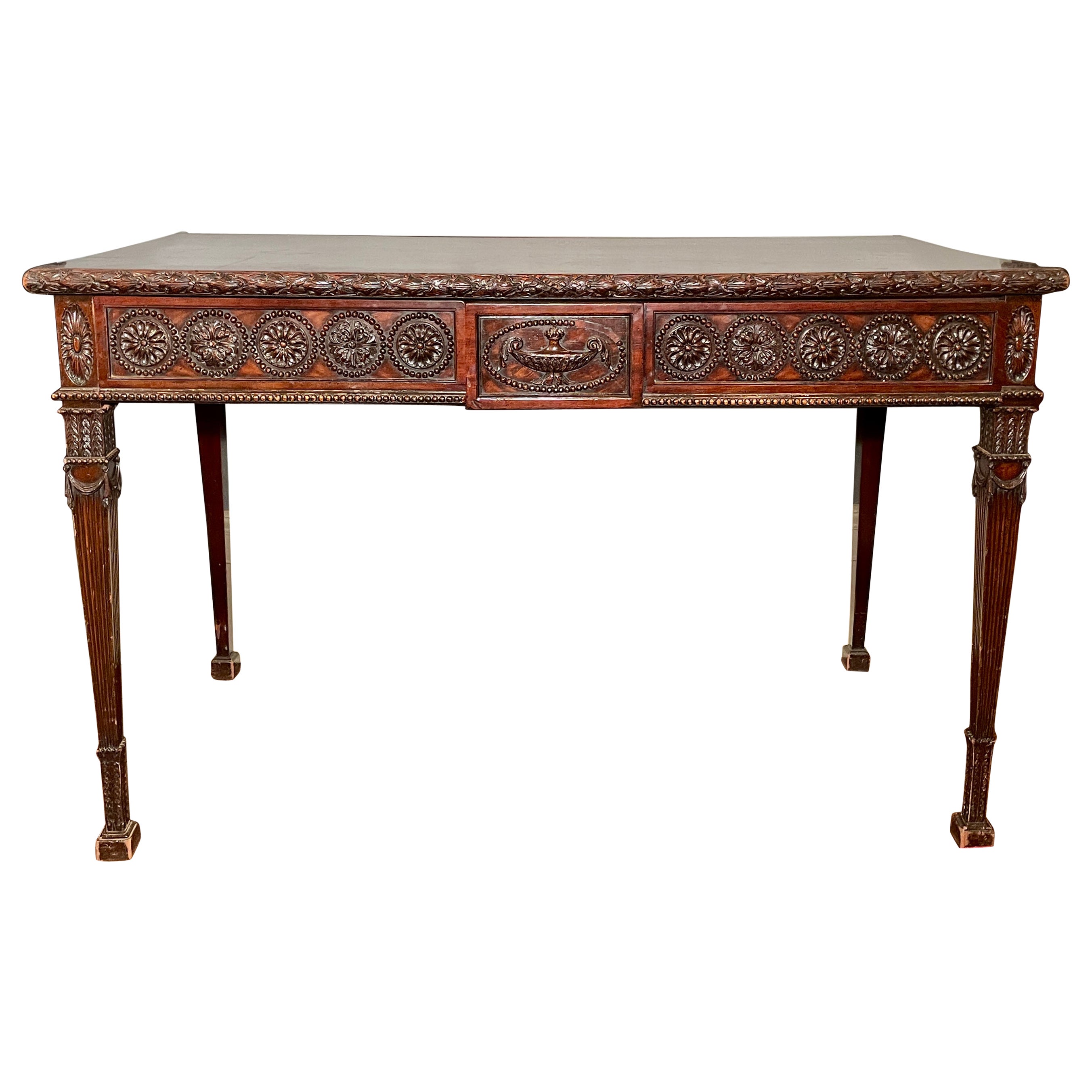 Antique English Long Carved Buffet Sideboard, Painted Black, circa 1880 ...