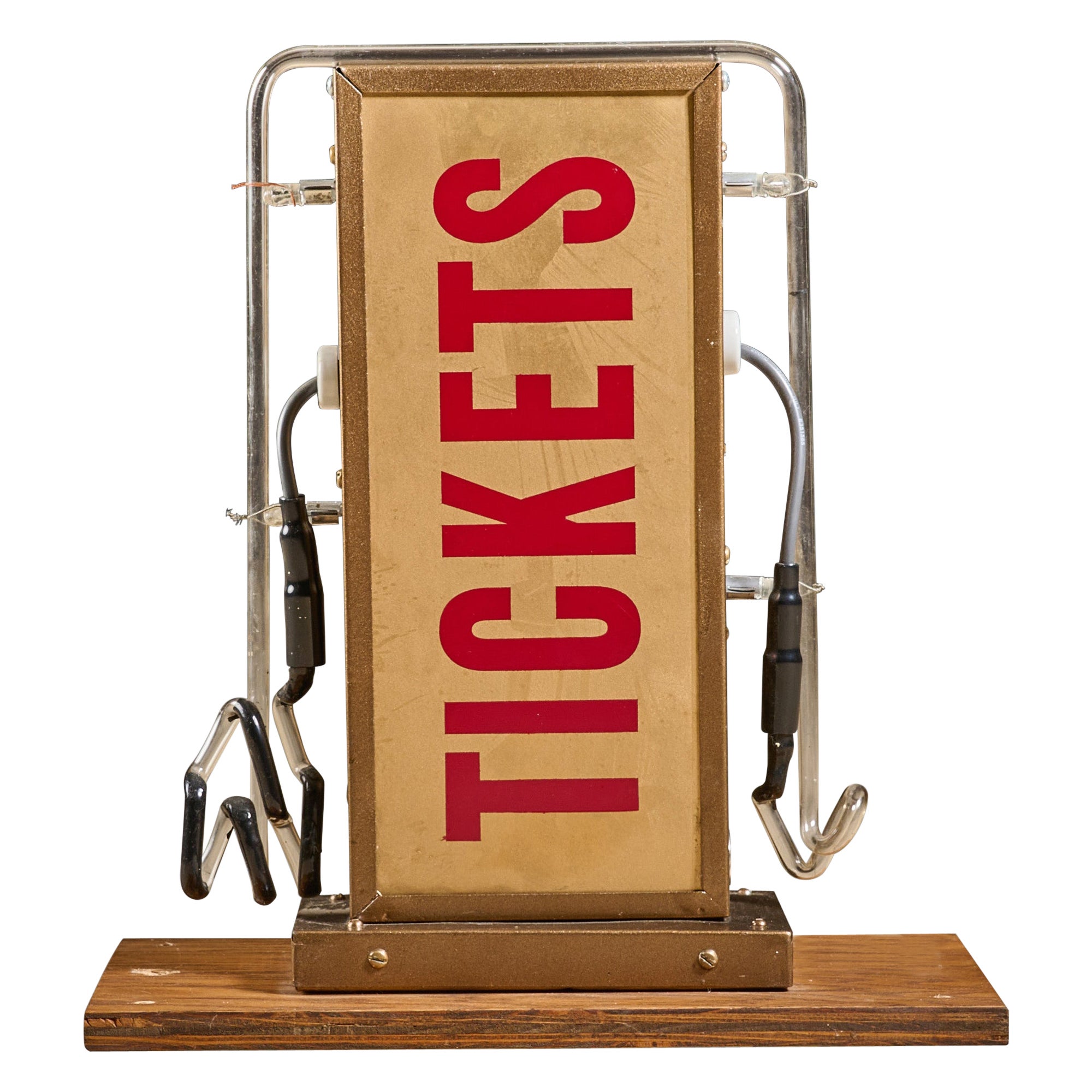 Two Sided Baggage / Tickets Sign with Neon For Sale at 1stDibs