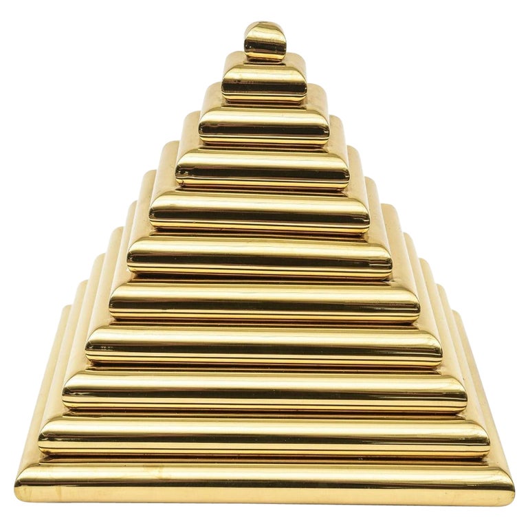 Romeo Rega Brass Large Pyramid Step Box Sculpture Desk Accessory ...