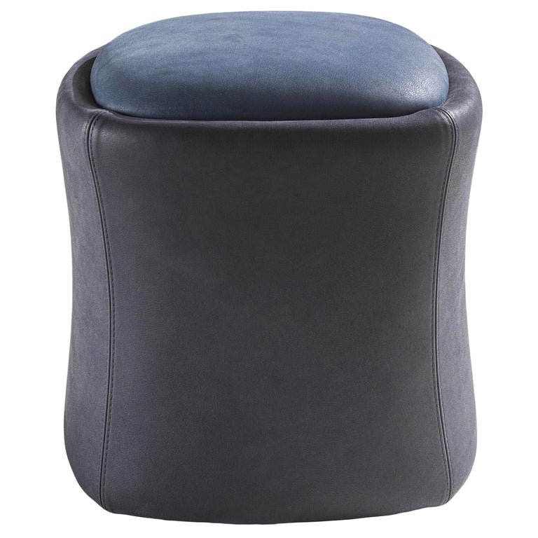 Dear Two Tone Blue Pouf For Sale at 1stDibs