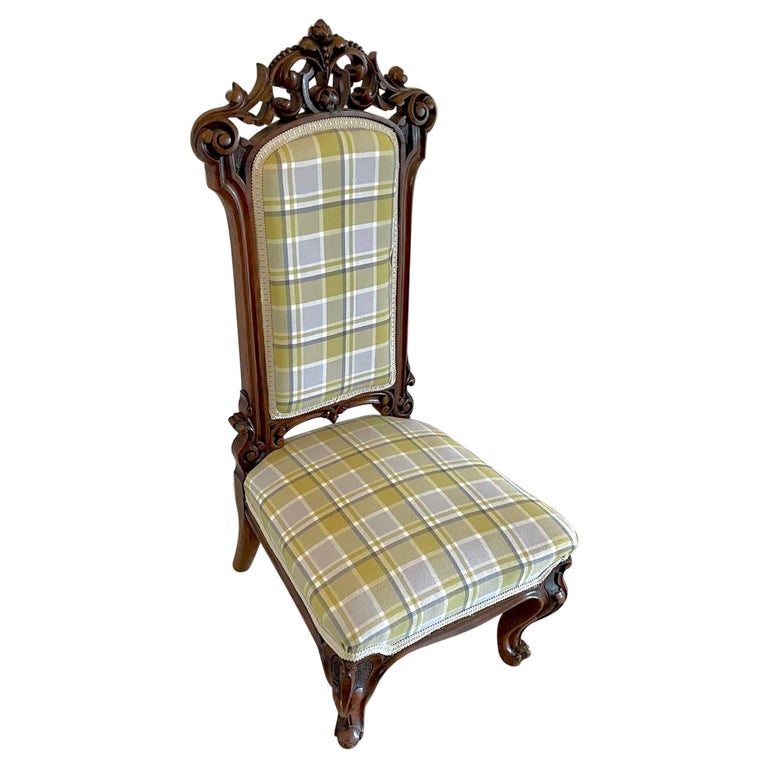 Fine Antique Victorian Carved Walnut Ladies Chair For Sale at 1stDibs