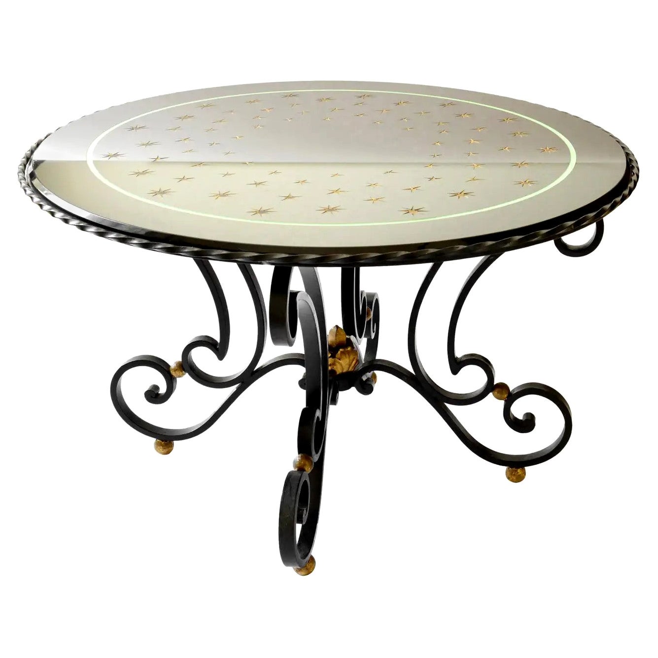 Art Deco Etched Glass Coffee Occasional Table Engraved with Swans For ...