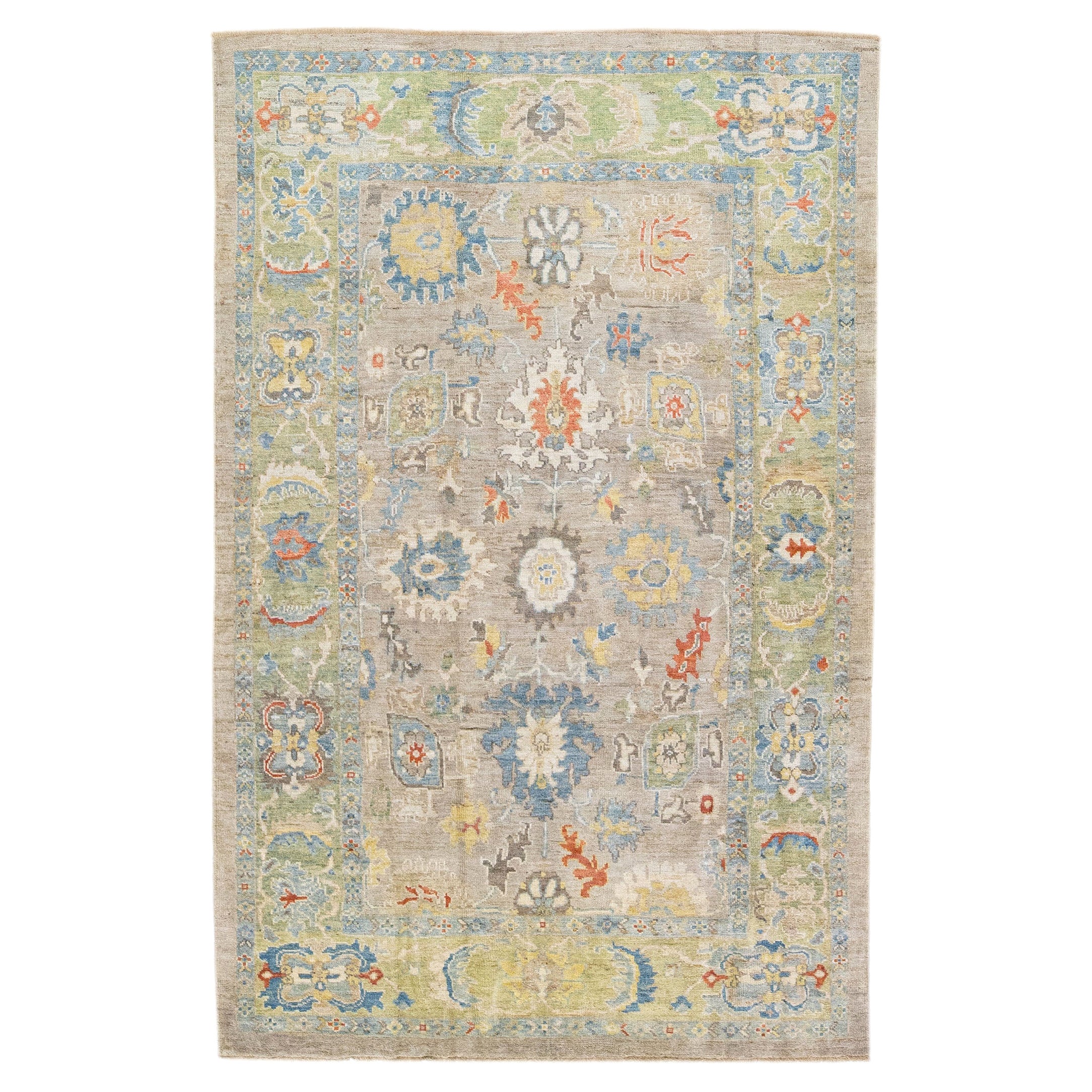 Modern Sultanabad Brown Handmade Floral Pattern Wool Rug For Sale at ...